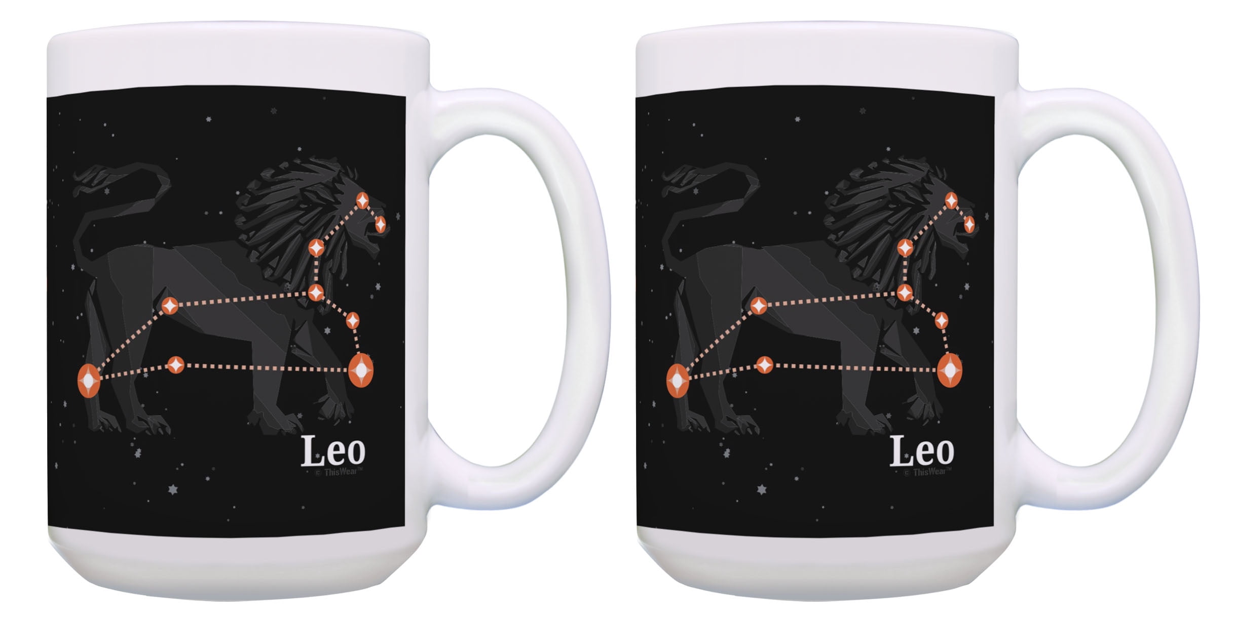ThisWear Leo Mug Set Leo Constellation Mug Lion Star Sign Mug 2 Pack ...