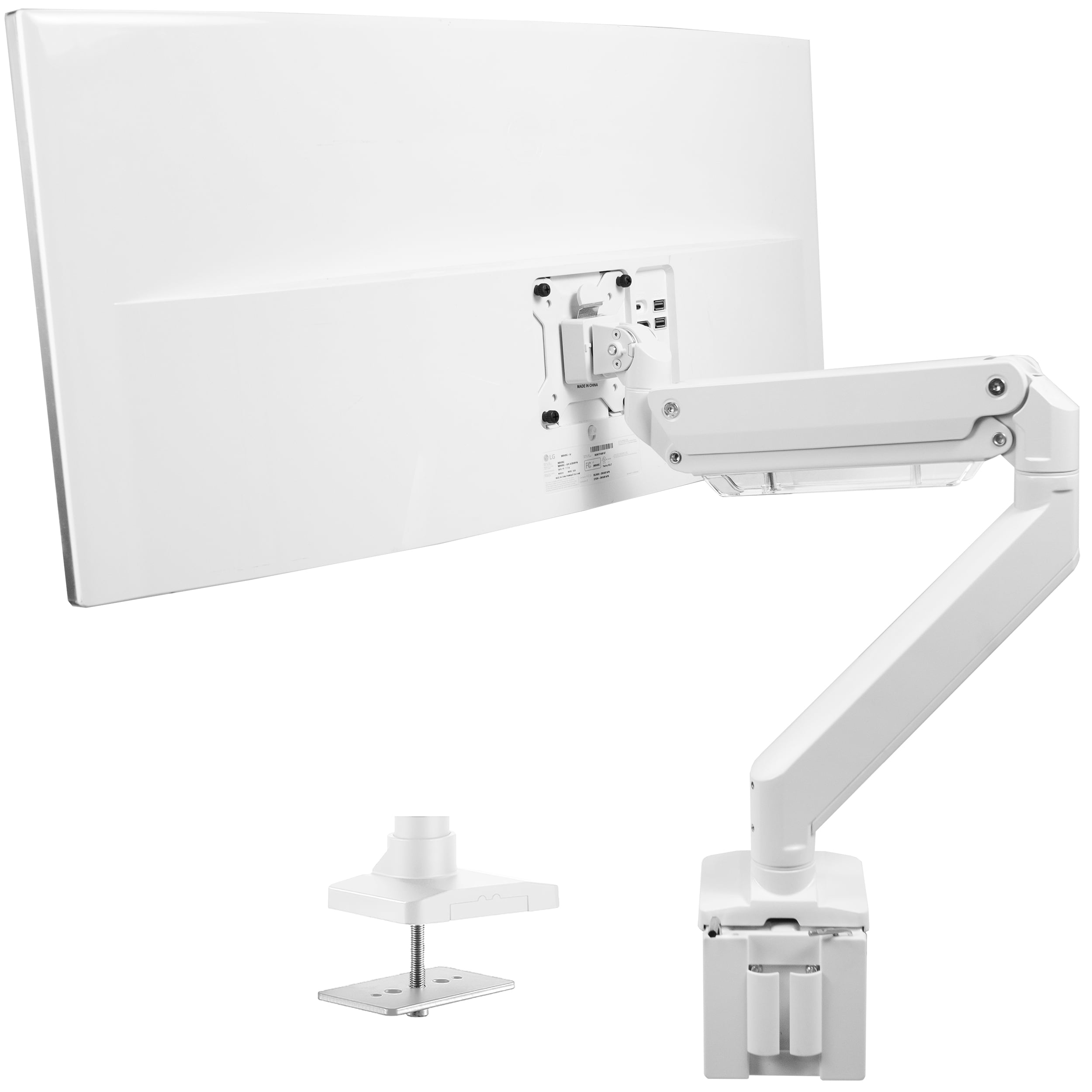 VIVO White Single Pneumatic Monitor Desk Mount, Fits Ultrawides up to ...