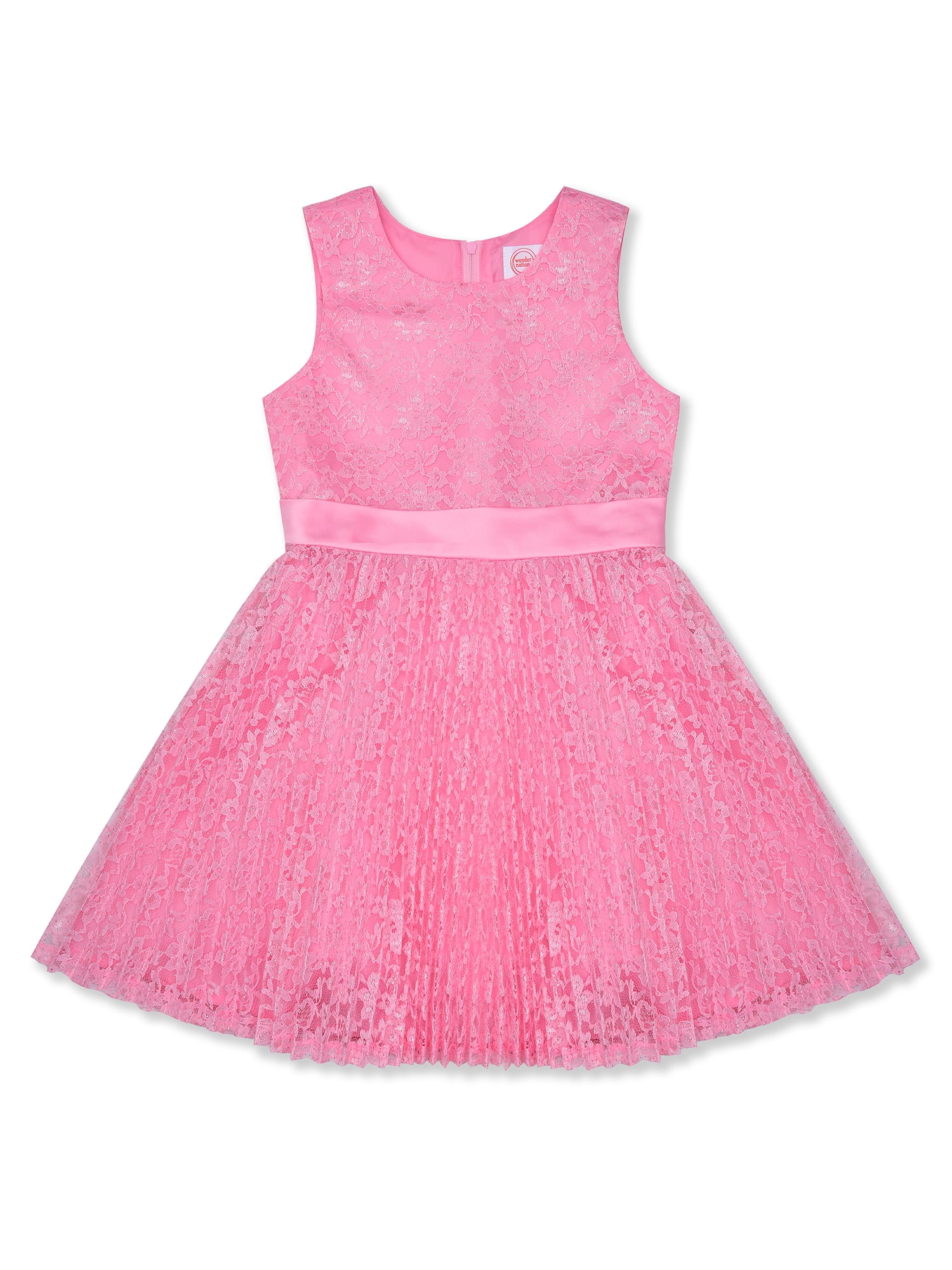 Wonder Nation Girls Sleeveless Pleated Lace Dress, Sizes 4-18 & Plus ...