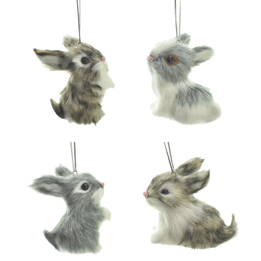 Furry Bunny Christmas Ornaments, 3-Inch, 4-Piece - Walmart.com