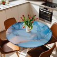Blue Marble Texture Round Fitted Tablecloth Abstract Gradient Water ...