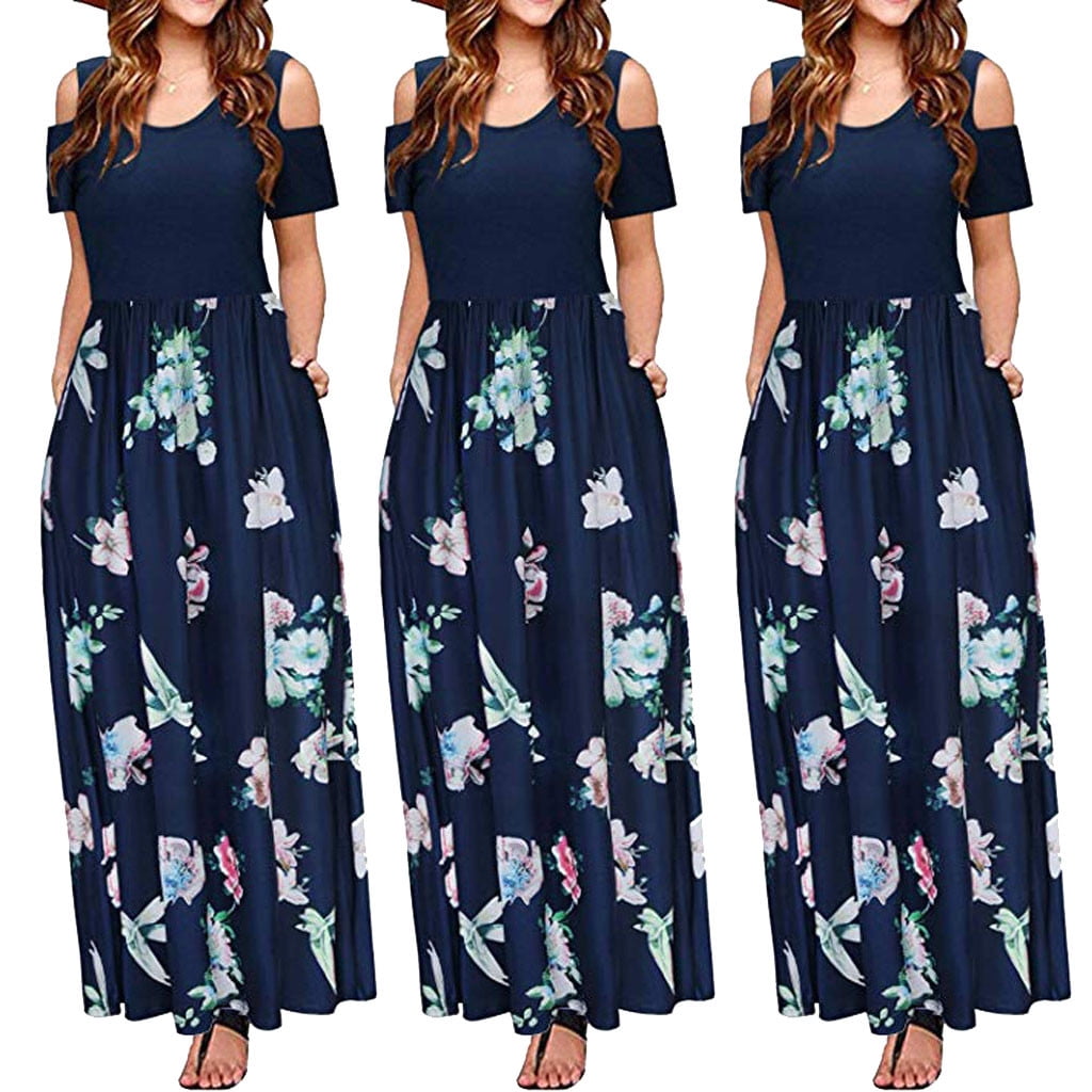 LoyisViDion Womens Plus Size Dresses Clearance Women Summer Dress Cold ...