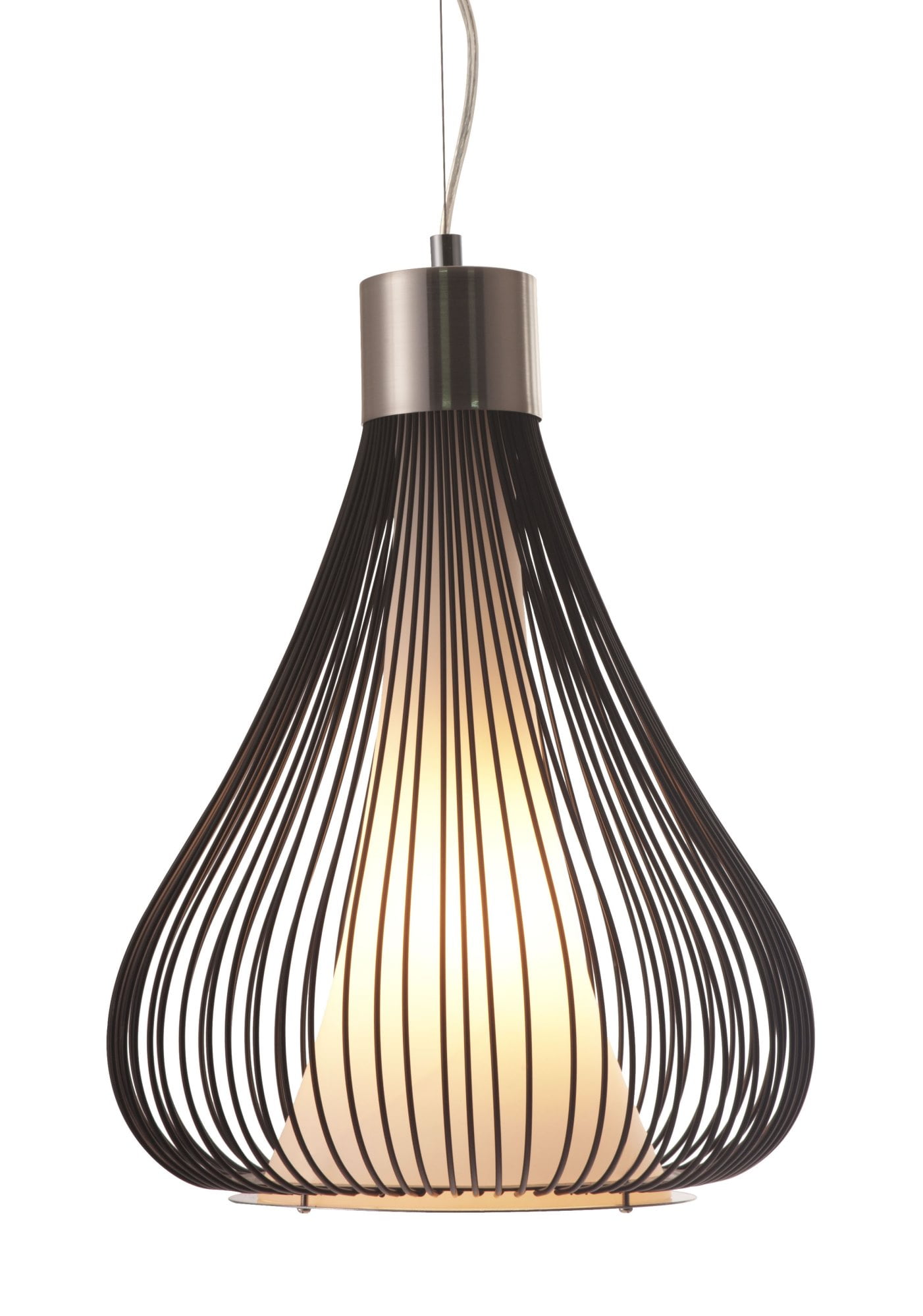 Pendant Ceiling Light Fixture, Glass, Steel Metal, Black, Living ...