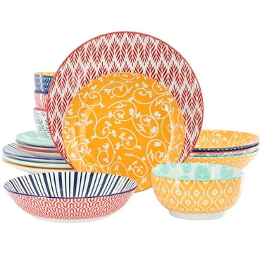 Elama Giovanna 16 Piece Assorted Porcelain Double Bowl Dinnerware Set ...