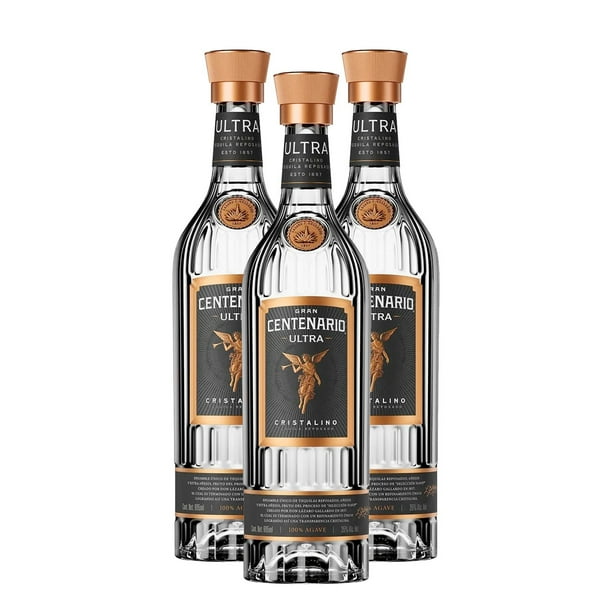 Pack 3 TEQUILA GRAN CENTENARIO ULTRA REPOSADO CRISTALINO 695ML Casa Cuero Tequila / Centenario ...