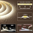Trahoo 12v Cob Led Strip Light 4000k Natural White Waterproof Ip65