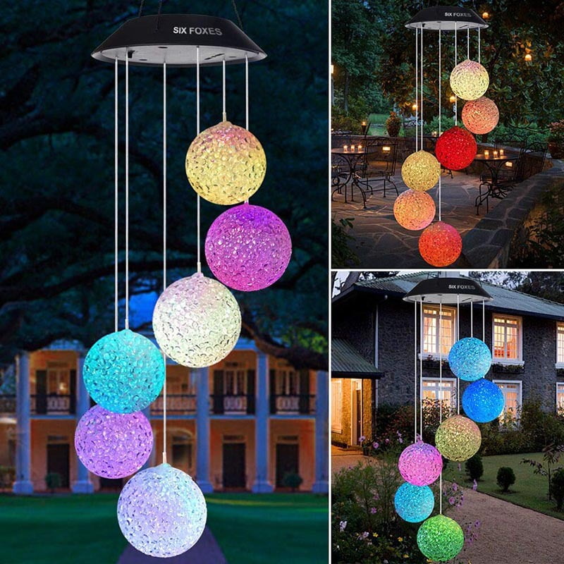 Outdoor Solar LED Ball Light Colorful Wind Chime Light Decoration Lamp ...