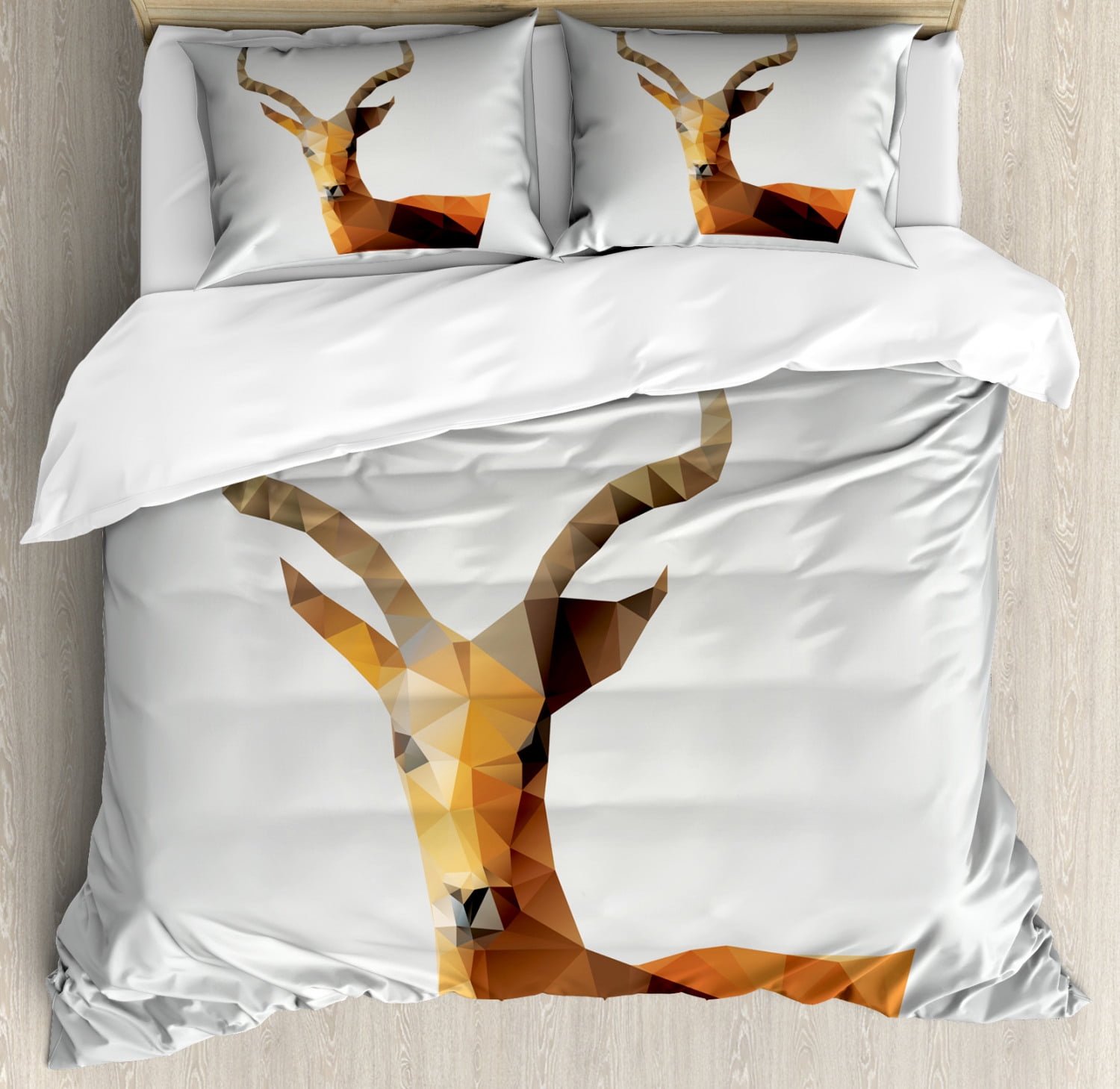 Antelope Duvet Cover Set King Size, Modern Art Graphic of Low Poly ...