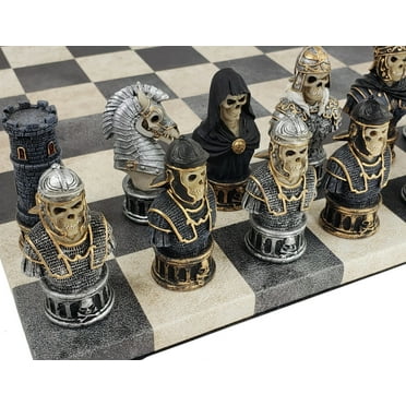 Skeleton Slayer Gothic Fantasy Skull Chess Set W/ Castle Board ...