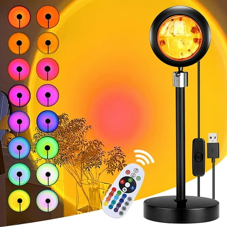 Sunset Lamp, Home Decor Projector Light with 16 Colors 4 Modes, Color ...