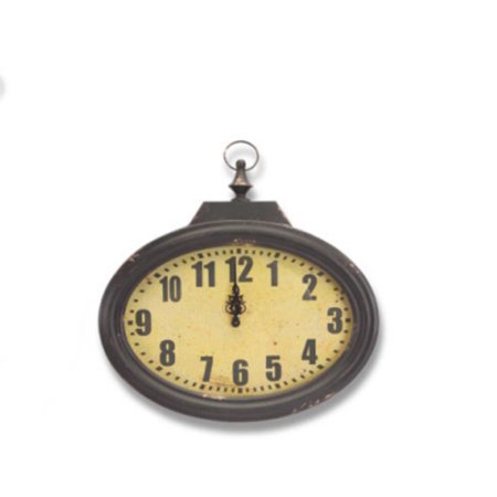 19" Vintage-Style Black Battery Operated Classic Oval Wall Clock ...