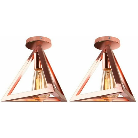 Set of 2 Industrial design ceiling light, triangle cage, modern ceiling ...