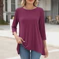 Plus Size T-Shirts for Women Fashion Printed 3/4 Sleeves Round Neck ...