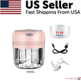 Electric 300ML Garlic Press Chopper Chili Onion Fruits Meat Mincer ...