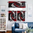 Abstract Red Black Kitchen Curtains Valance and Tier Set Abstract Wave ...