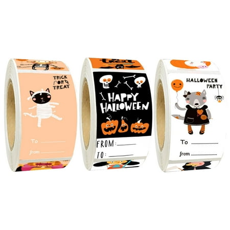 Halloween Sticker Roll Sealing Decals 1.5inch Adhesive Label for Gift ...