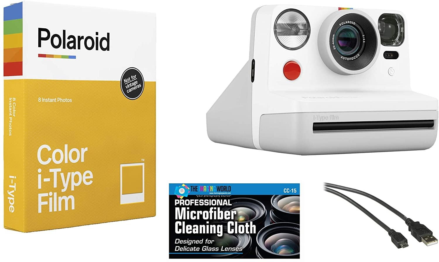 Buy Polaroid Now i-Type Instant Film Camera White + Polaroid Color Film ...