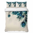 Abstract Peacock Feather on Beige 3 Pieces Quilt Set,1 Quilt with 2 ...