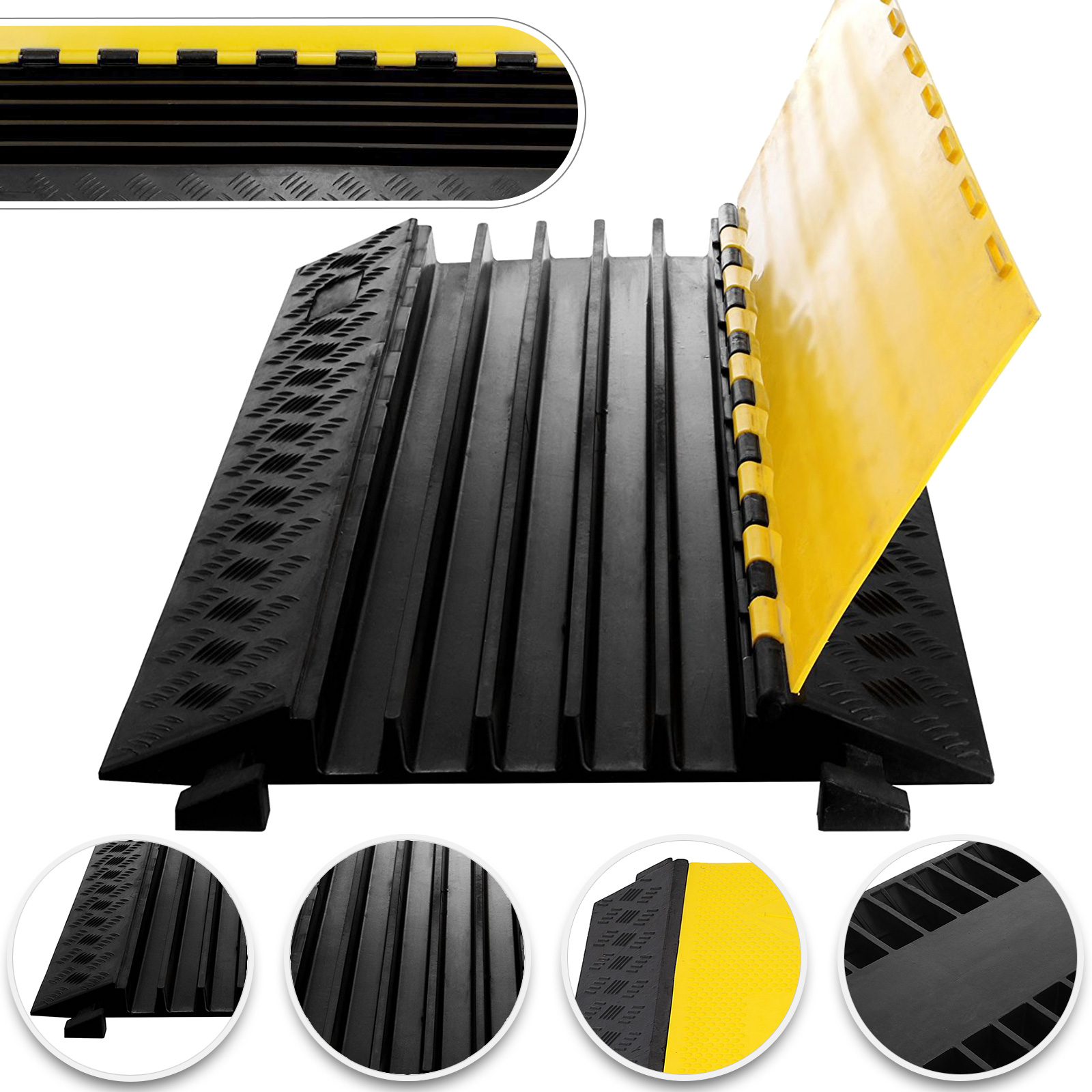VEVOR 5 Channel Cable Protectors Extreme Rubber Cable Ramps Heavy Duty VEVOR 5 Channel Cable Protectors Extreme Rubber Cable Ramps Heavy Duty