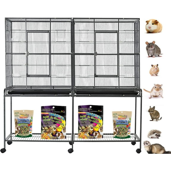 4-Level Two Story Double Unit Sturdy Small Animal Critter Home Metal ...