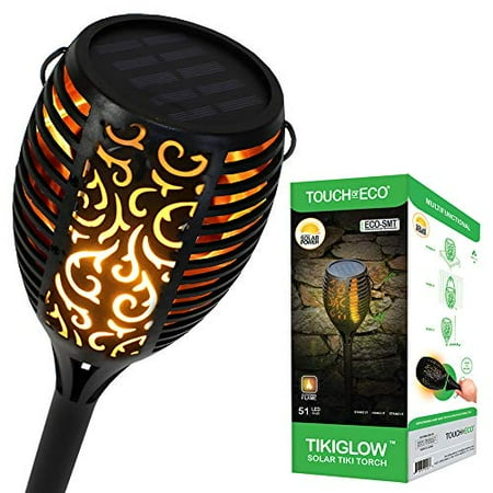 Solar LED Tiki Torch 4 Tall - Outdoor, Flickering Flames, Landscape ...