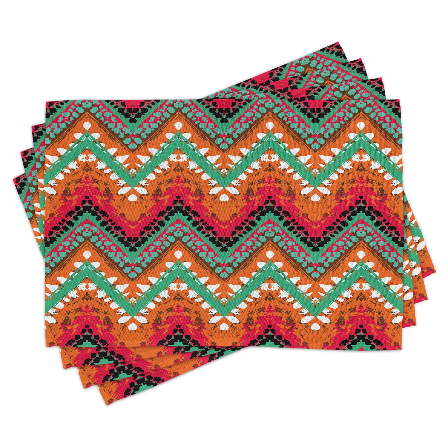Ambesonne Tribal Place Mats Set of 4, Zigzag, Standard Size, Sea Green ...
