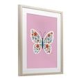 Boho Pink Floral Butterfly Birch Framed Print Under Glass, design by ...