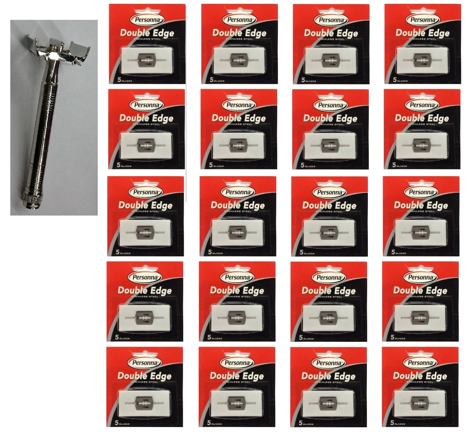 Personna Double Edge Safety Razor with Stainless Steel Refill Blades, 5 ...