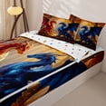 Metsweet Blue Orange Dragon Zipper Full Size Comforter Sets with Fitted ...