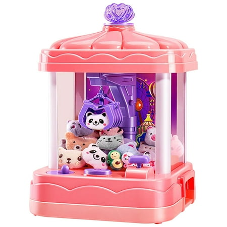 Kids Claw Doll Machine Claw Toy Adjustable Sounds and Lights Light Pink ...
