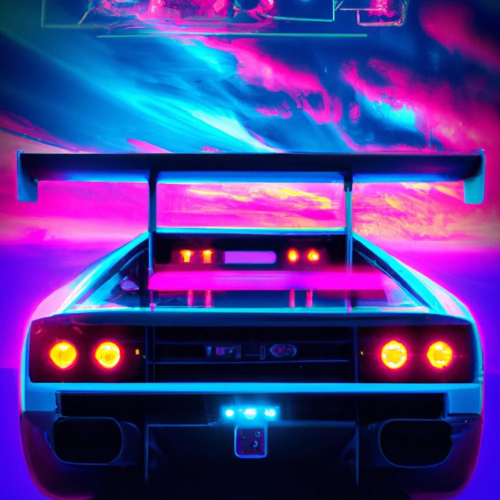 Abstract Race Car Vaporwave Style - 12" x 12" Art Print Wall Decor ...