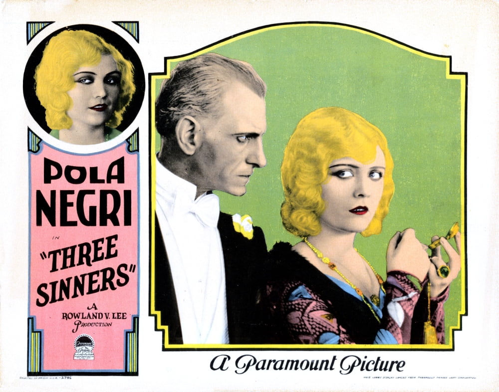 Three Sinners Lobbycard Pola Negri (Left And Right) Anton Vaverka ...