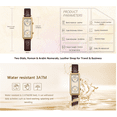 Women’s Vintage Rectangle Watch Dual Time Zone Waterproof Ladies Quartz ...