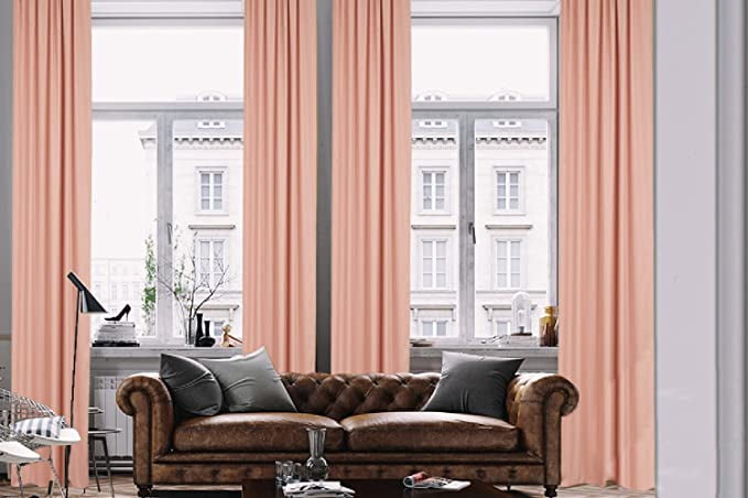 3S Brother's Home Decorative Baby Pink Curtains 100" Wide Extra Long ...