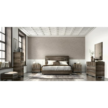 Glossy White King Bedroom Set 3Pcs Contemporary Made in Spain ESF Granada - Walmart.com