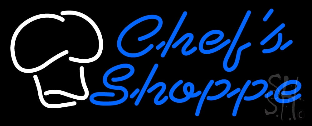 Chefs Shoppe LED Neon Sign 13 x 32 - inches, Black Square Cut Acrylic Backing, with Dimmer ...