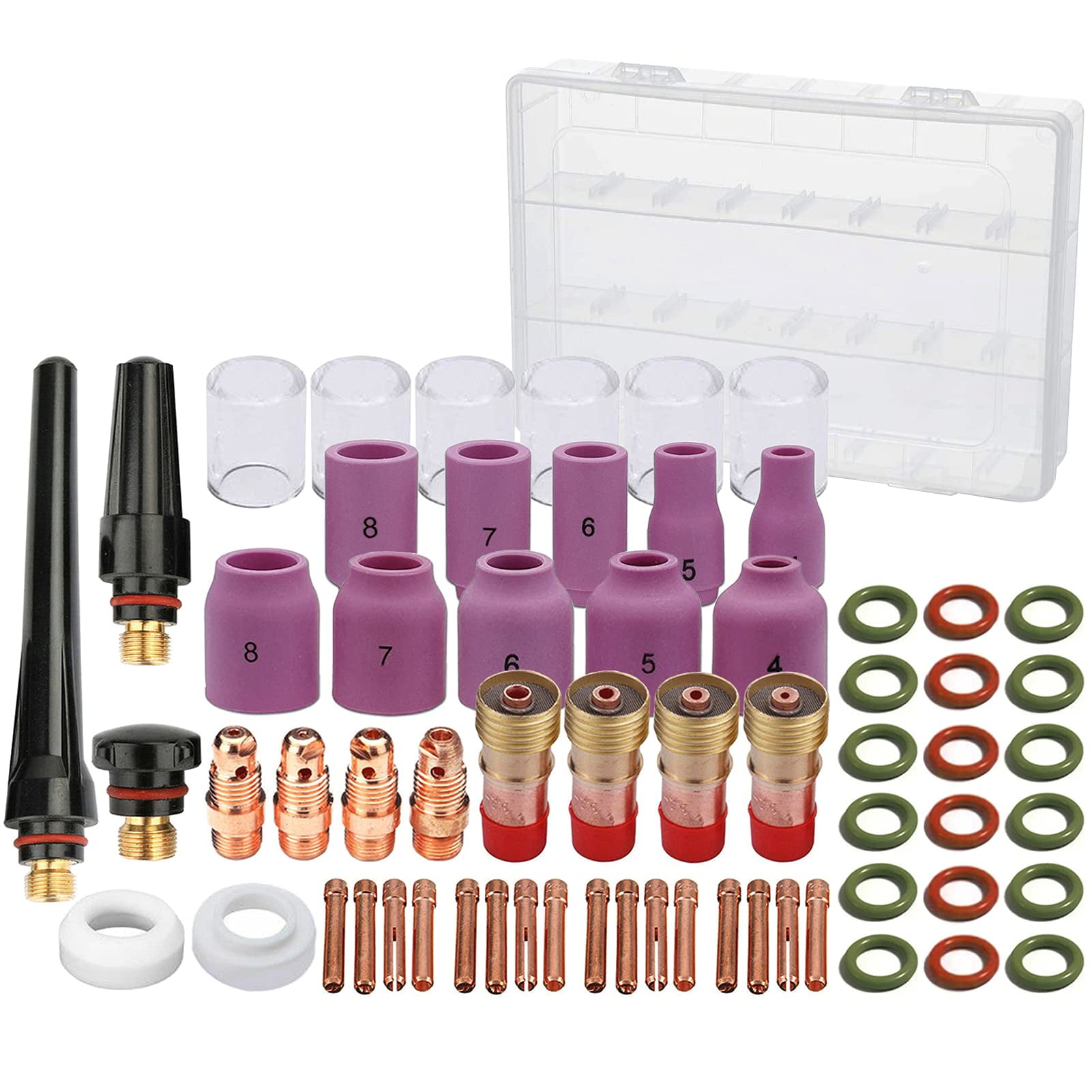 63PCS TIG Welding Torch Stubby Gas Lens #10 Glass Cup Kit for WP-17/18 ...