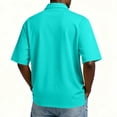 Fabrcox Cyan Men Shirts Polo Button Down Short Sleeve Collared T Shirt ...