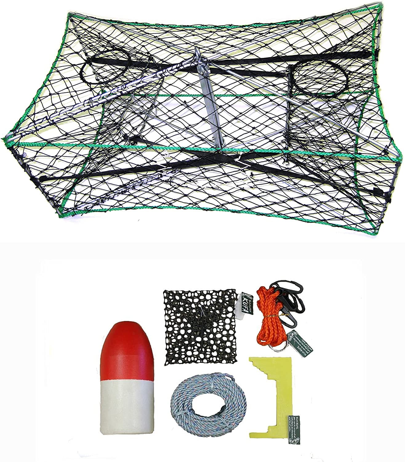Crab Traps KUFA Galvanized Foldable Crab Trap Kit With 100' Rope Lead Line