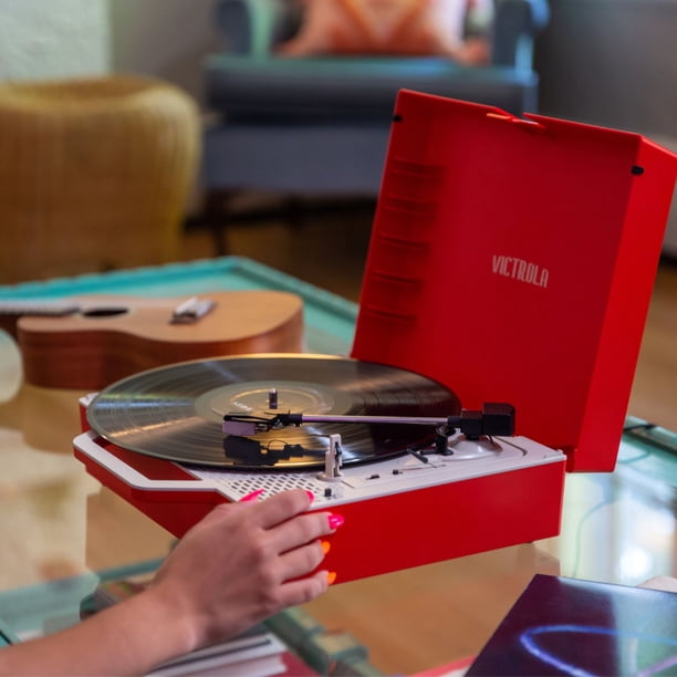 Victrola Re-Spin Sustainable Bluetooth Suitcase Record Player- Red ...
