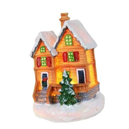 Christmas Scene Village Houses Figurine Collectible Miniature Creative ...