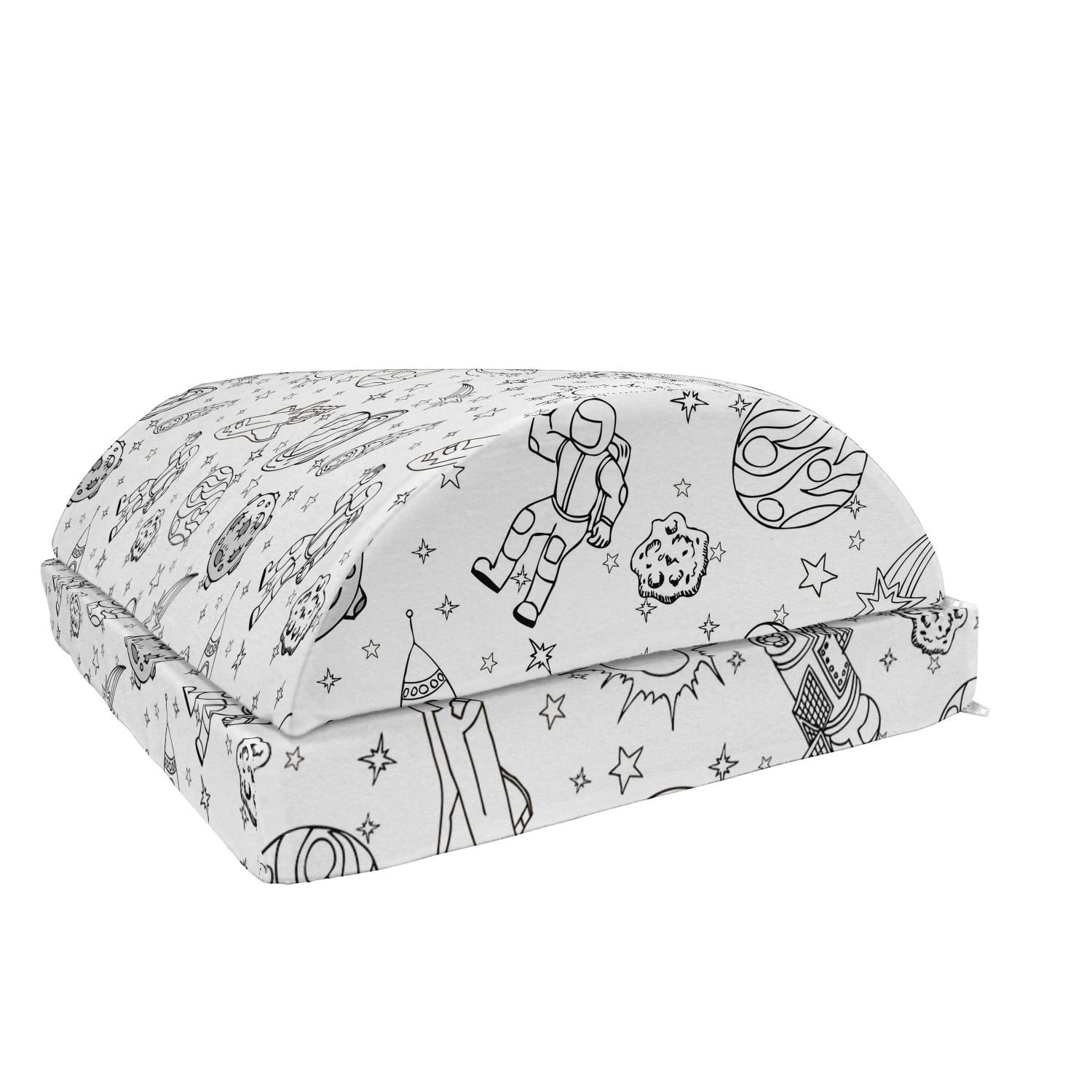 Cartoon Foot Rest, Doodle Solar System Astronauts Space Crafts Shooting ...