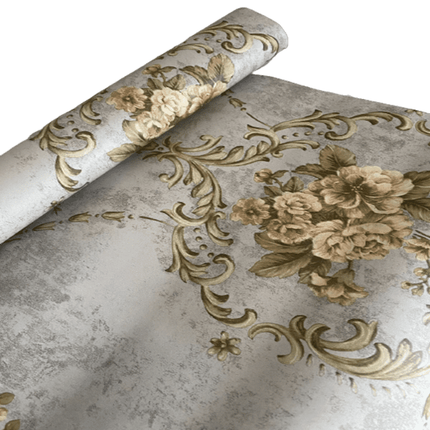 Rollo Papel Tapiz Decorativo Adhesivo Flores Vintage Gris 10 M H&Jess ...