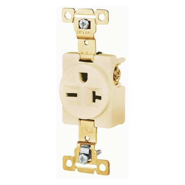 ZoroSelect Receptacle, 20 A Amps, 250V AC, Flush Mount, Single Outlet ...