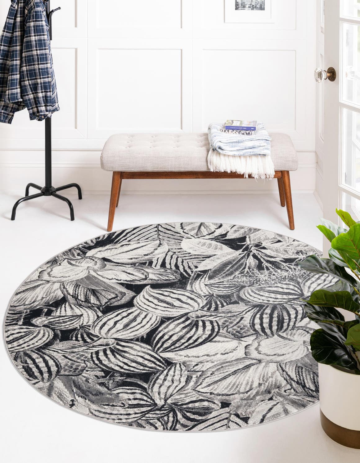 Rugs.com Blossom Collection Rug – 3 Ft Round Charcoal Medium Rug ...