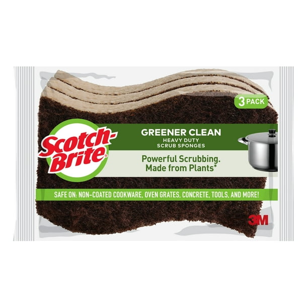 Scotch-Brite Greener Clean - Heavy Duty Scrub Sponge - 3 Pack - Walmart.com
