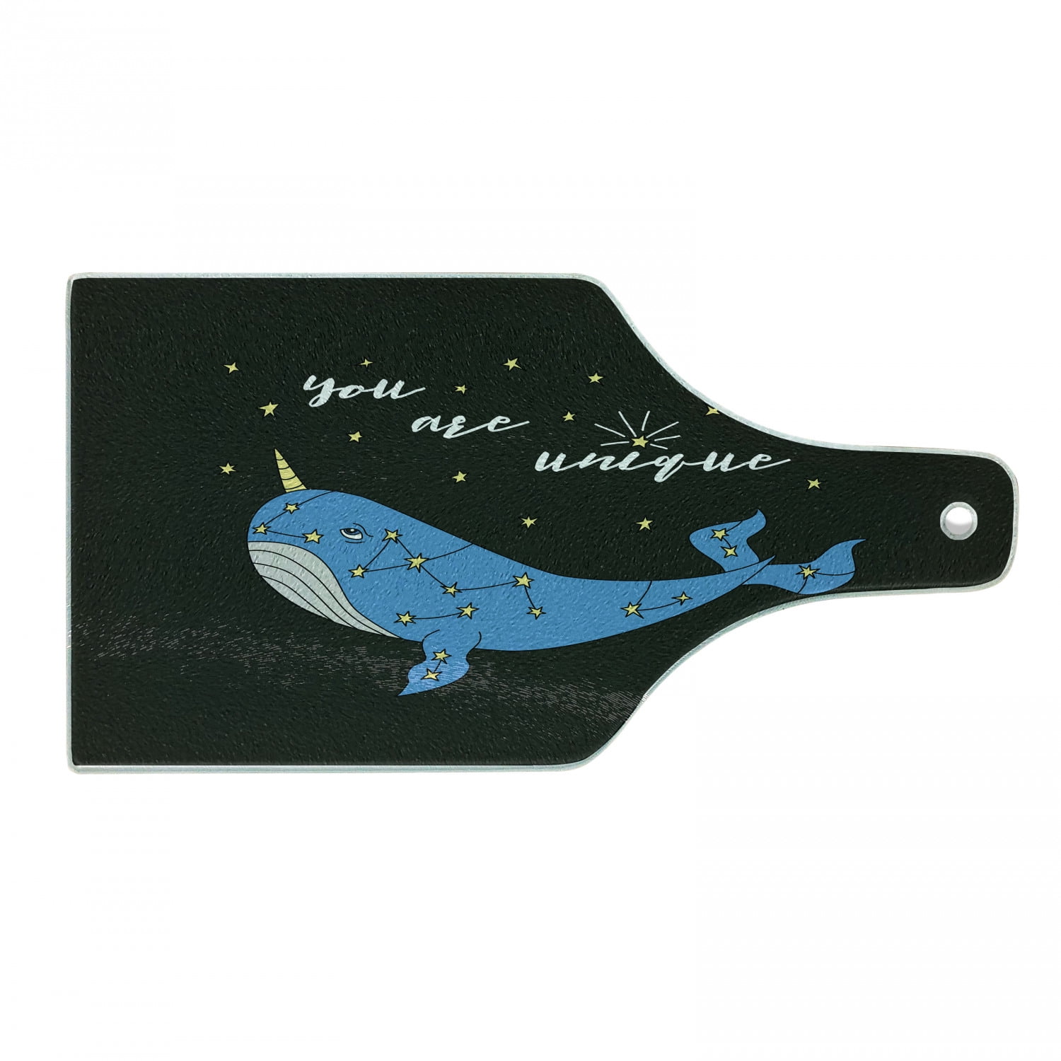 Narwhal Cutting Board, Hand Drawn Cartoon Character Star Patterned ...