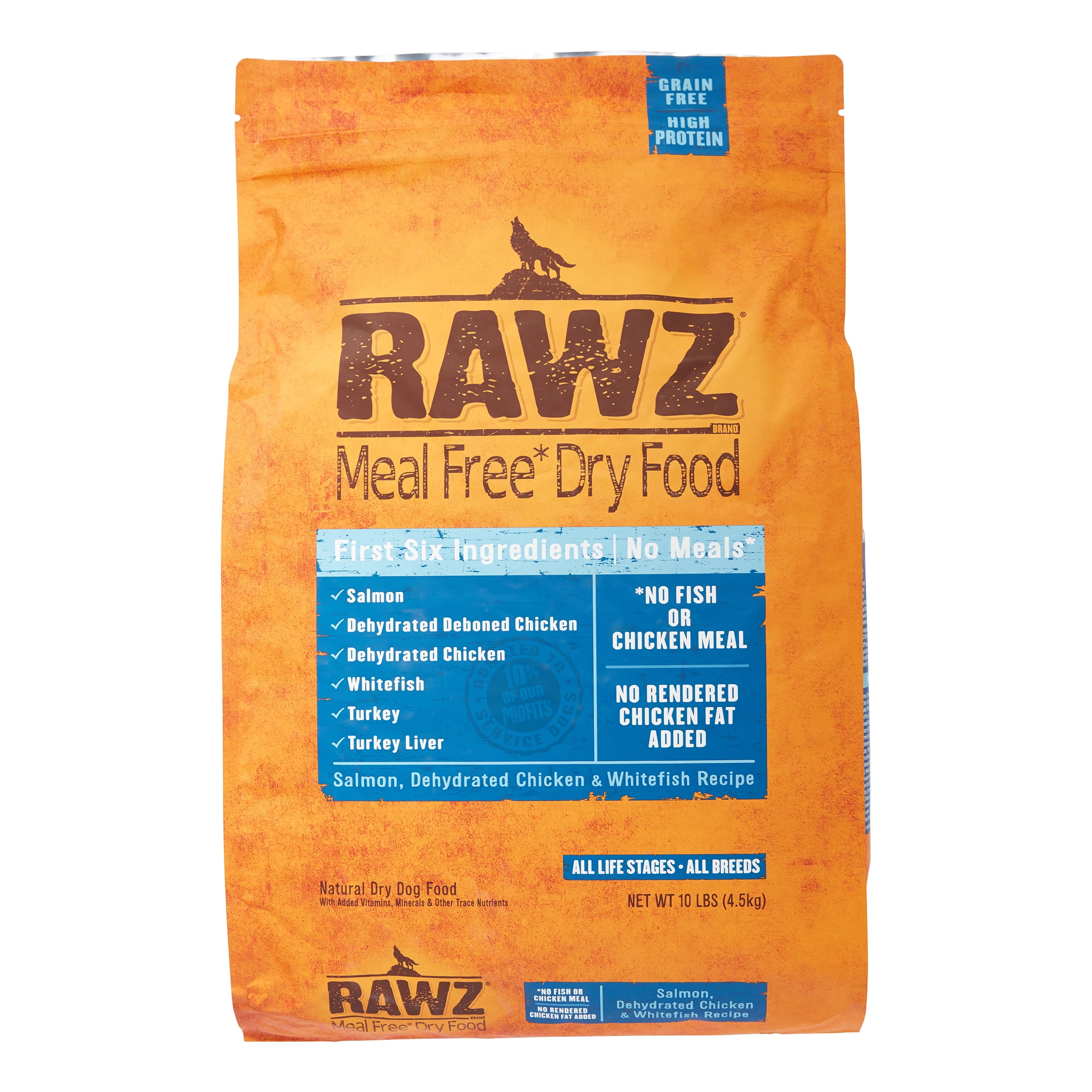 Rawz Natural Grain Free Salmon, Chicken & Whitefish Dry Dog Food, 10 Lb ...