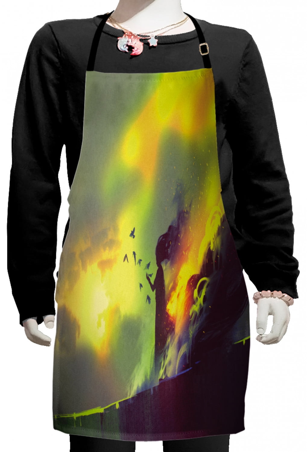 Fantasy Kids Apron, Fiery Burnt Girl Magic Flames on Roof of House ...