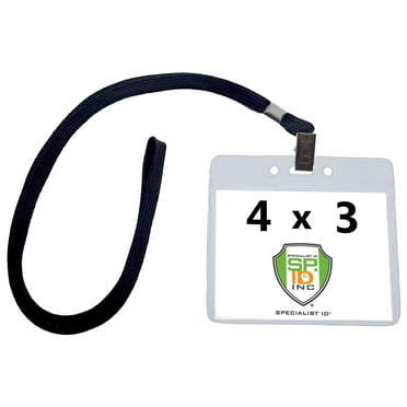 4X3 Name Badge Holder - Heavy Duty Clear Plastic Horizontal 4 x 3 Name ...